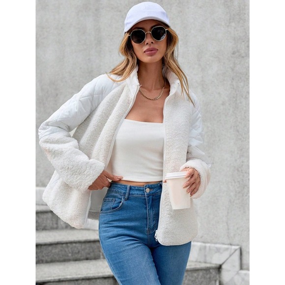 WILA | Jackets & Coats | Preppy Snap Button Up Quilted Puffer Jacket ...